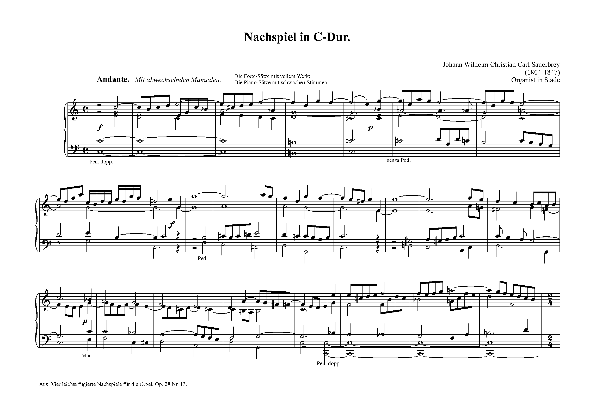 Nachspiel in C major, Op.28 No.13 (Sauerbrey, Johann Wilhelm Christian ...