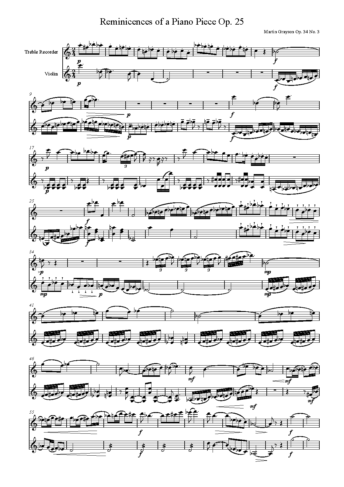 Duos for Treble Recorder and Violin, Op.34 (Grayson, Martin) - IMSLP