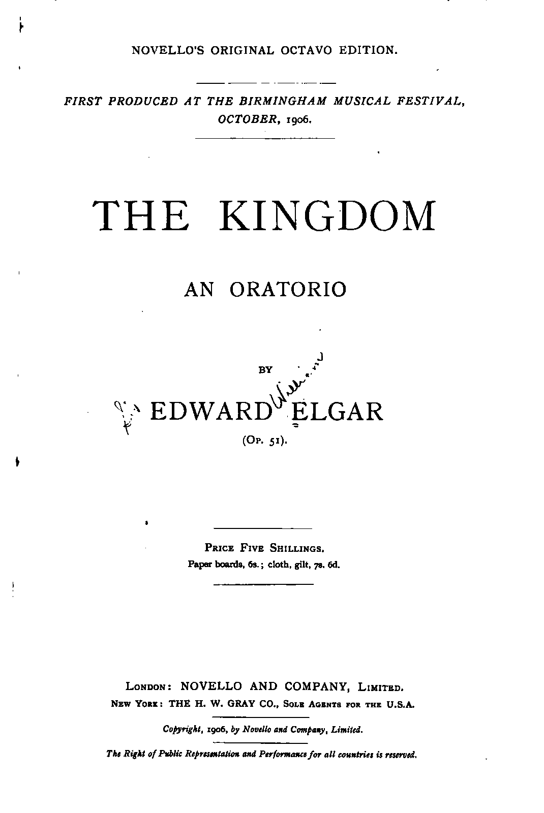 The Kingdom, Op.51 (Elgar, Edward) - IMSLP: Free Sheet Music PDF Download