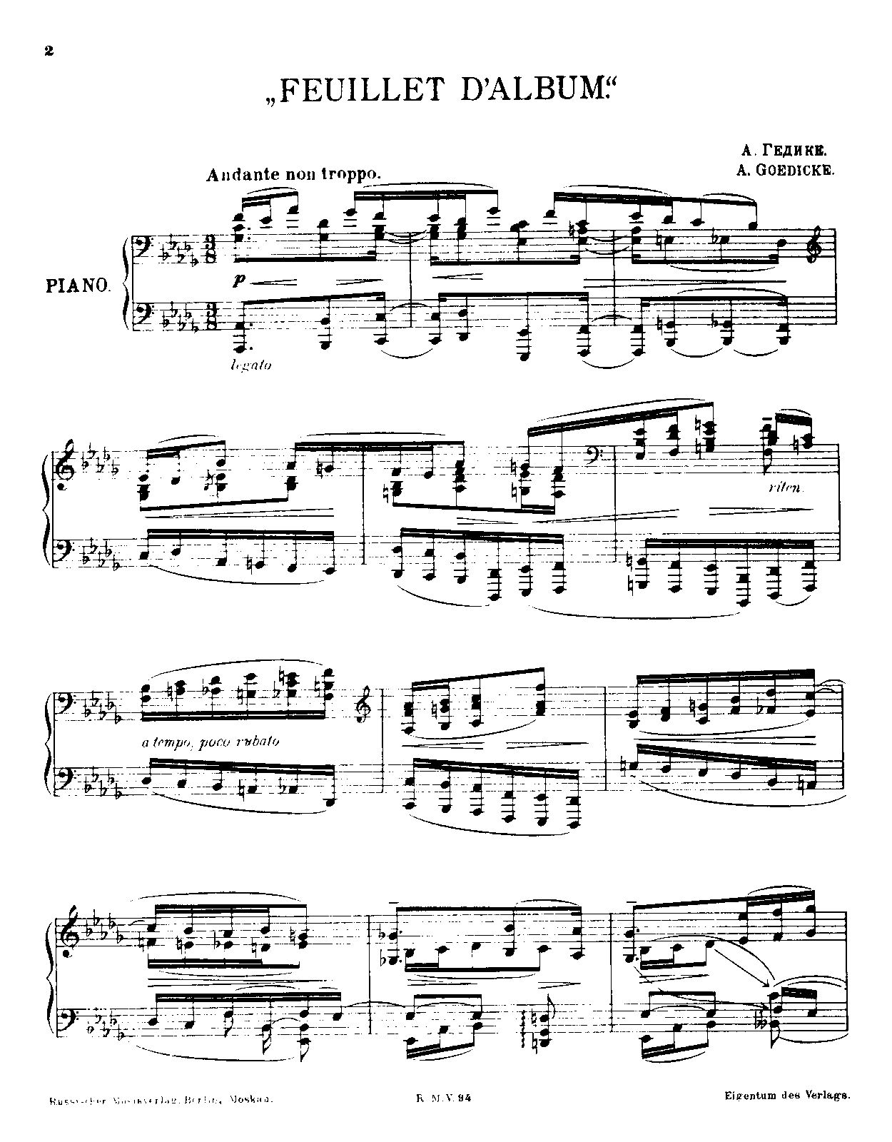 Feuillet d'Album (Gedike, Aleksandr) - IMSLP Feuillet d'Album (Gedike, Aleksandr) - IMSLP