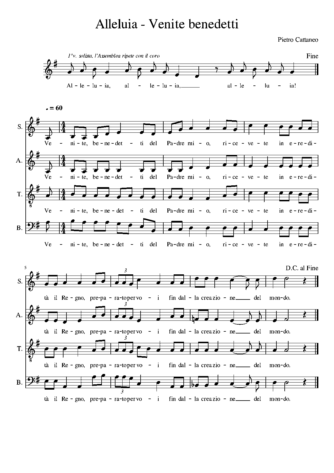 Alleluia 'Venite benedetti' (Cattaneo, Pietro) - IMSLP Alleluia 'Venite benedetti' (Cattaneo, Pietro) - IMSLP