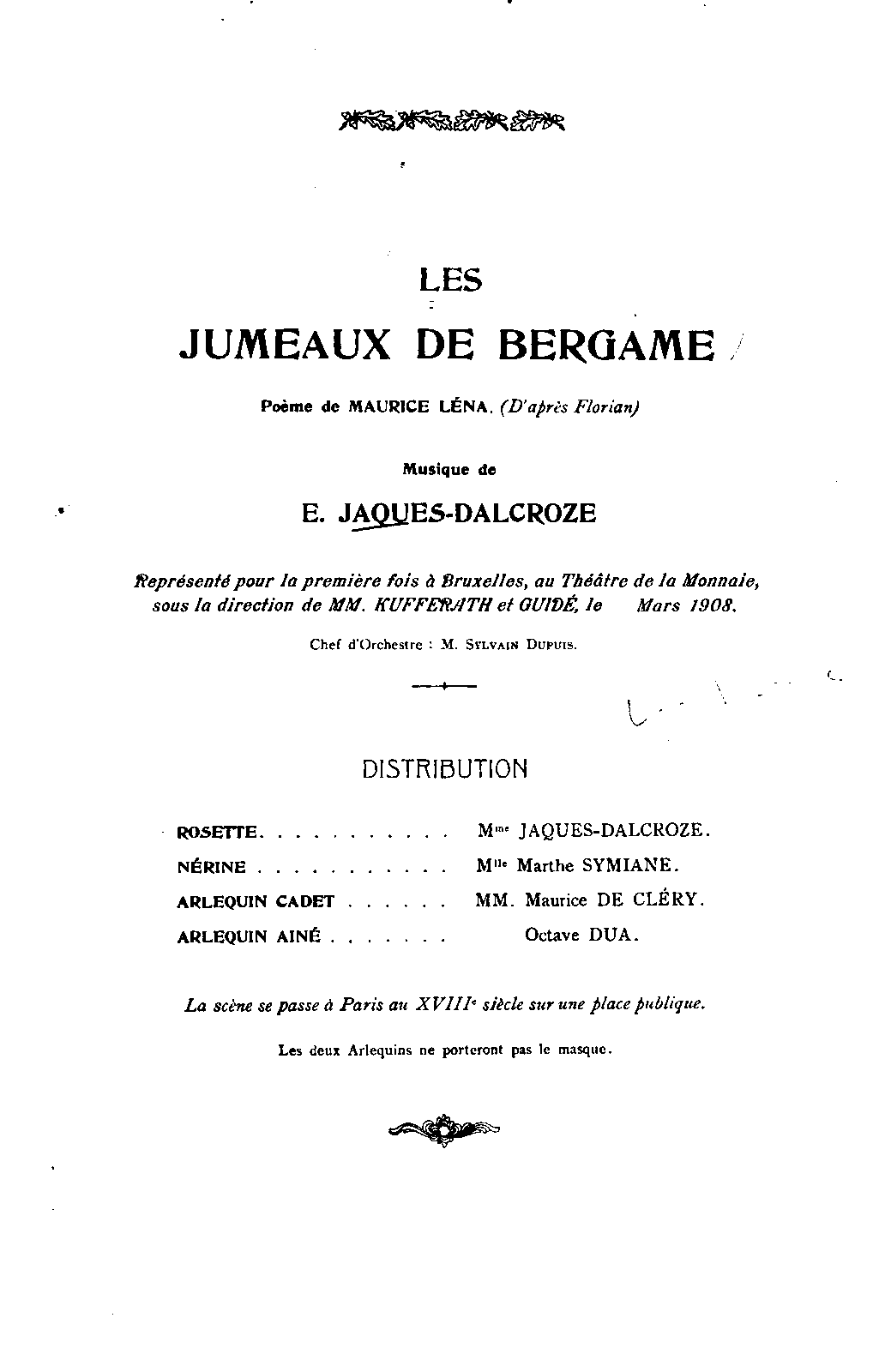 Les jumeaux de Bergame (Jaques-Dalcroze, Emile) - IMSLP Les jumeaux de Bergame (Jaques-Dalcroze, Emile) - IMSLP
