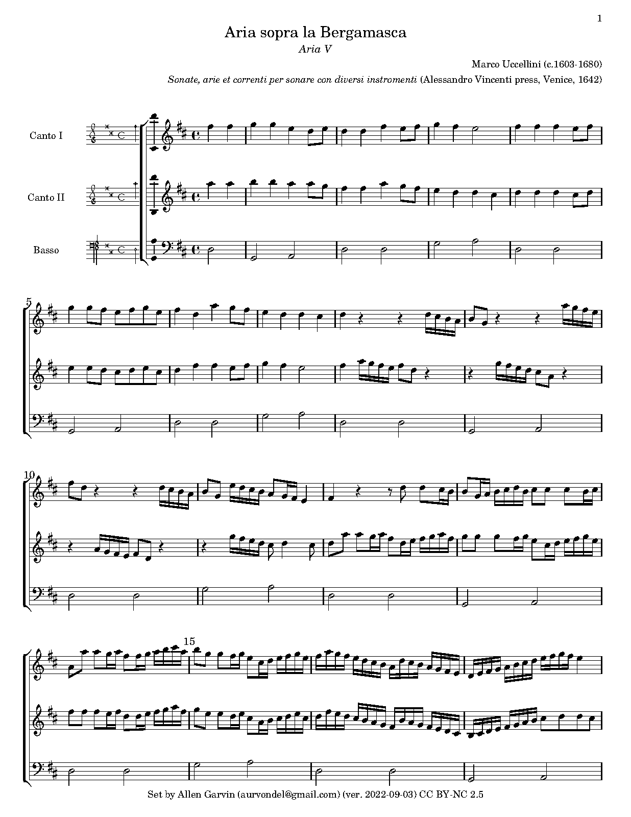 Aria sopra la Bergamasca, Op.3 Aria 5 (Uccellini, Marco) - IMSLP