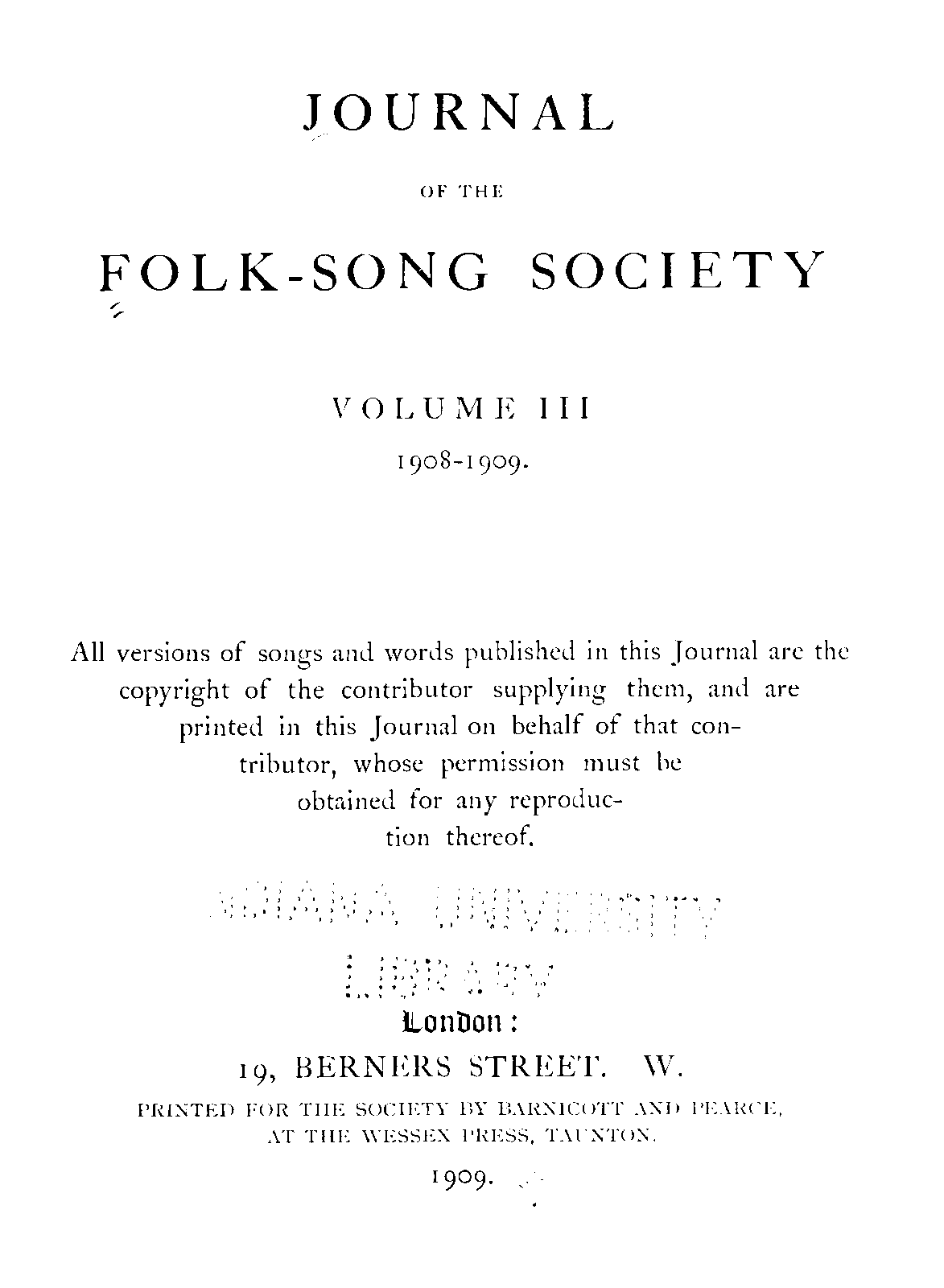 Journal of the Folk-Song Society (English Folk Music) - IMSLP Journal of the Folk-Song Society (English Folk Music) - IMSLP