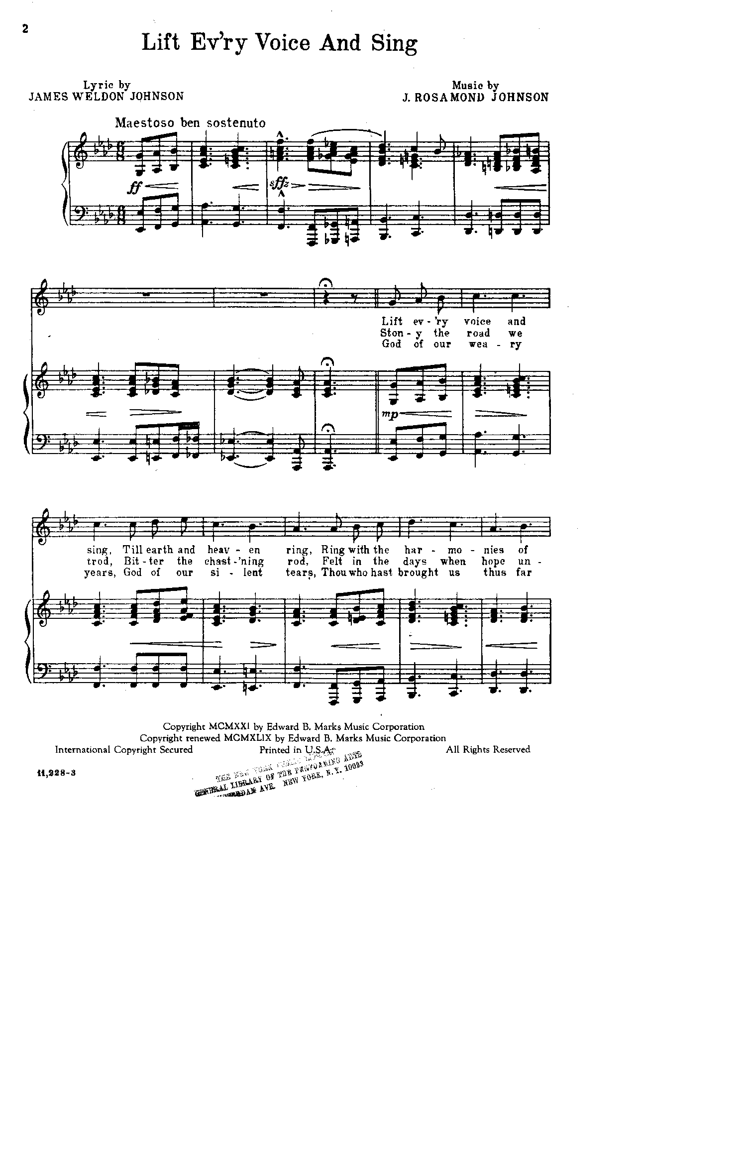 Lift Ev'ry Voice and Sing (Johnson, J. Rosamond) - IMSLP