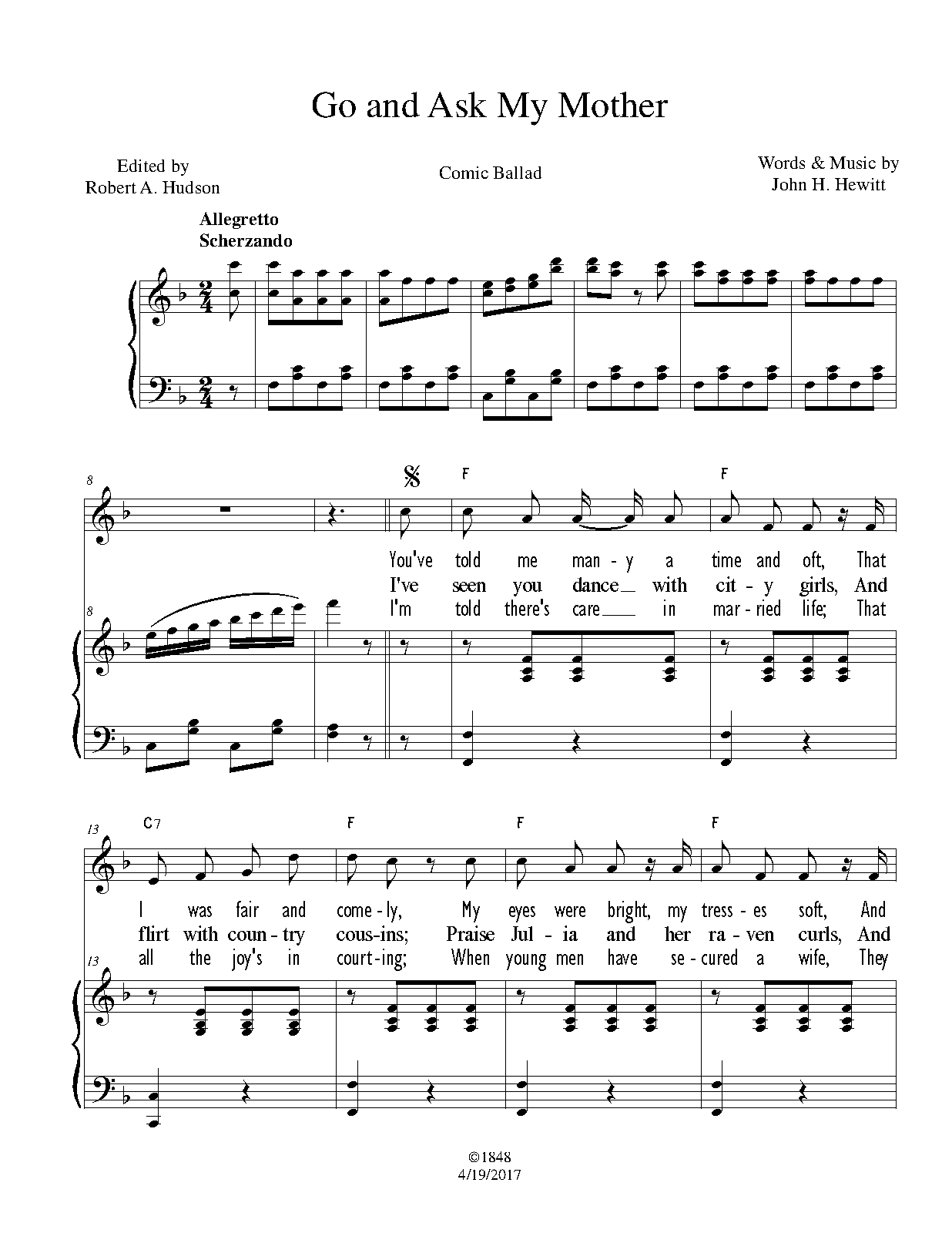 Go and Ask My Mother (Hewitt, John Hill) - IMSLP