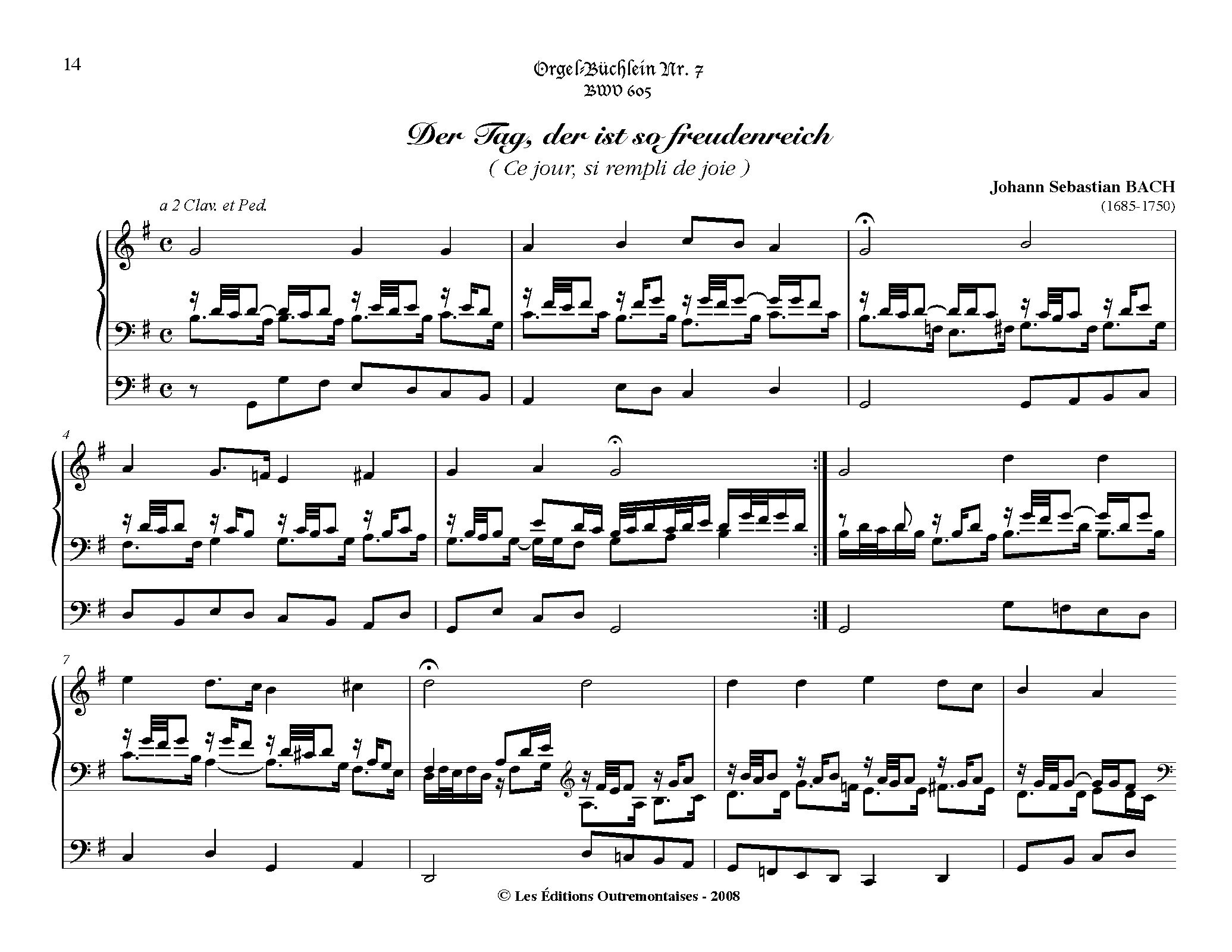 Der Tag, der ist so freudenreich, BWV 605 (Bach, Johann Sebastian) - IMSLP: Free Sheet Music PDF ...