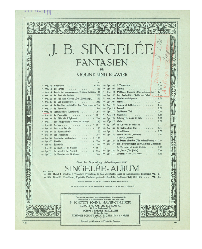 Fantaisie sur des motifs de l'opéra 'I Lombardi', Op.28 (Singelée, Jean ...