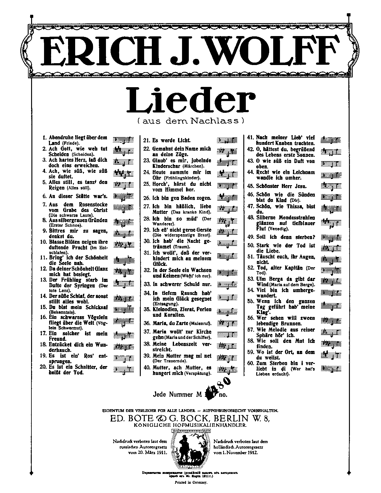 60 Lieder aus dem Nachlass (Wolff, Erich Jaques) - IMSLP 60 Lieder aus dem Nachlass (Wolff, Erich Jaques) - IMSLP