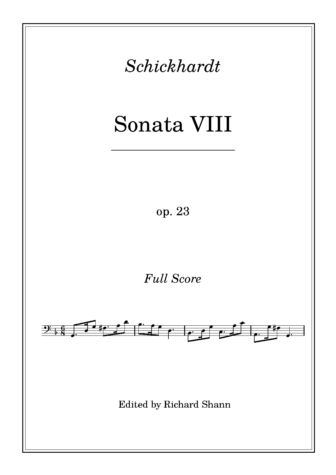 Recorder Sonata in D minor, Op.23 No.8 (Schickhardt, Johann Christian ...