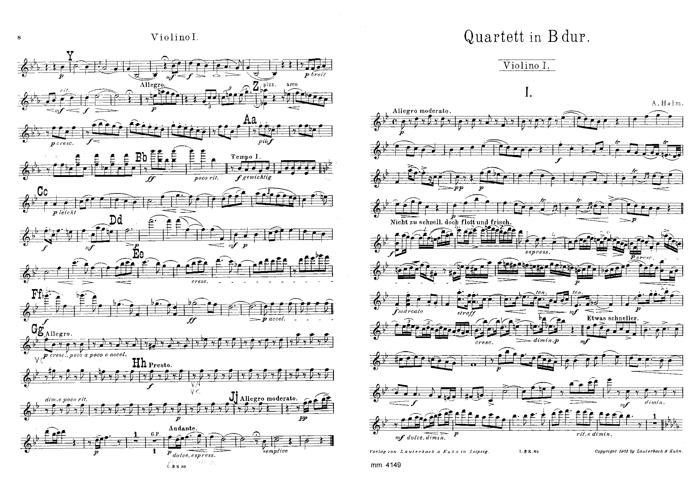 String Quartet in B-flat major (Halm, August) - IMSLP: Free Sheet Music ...