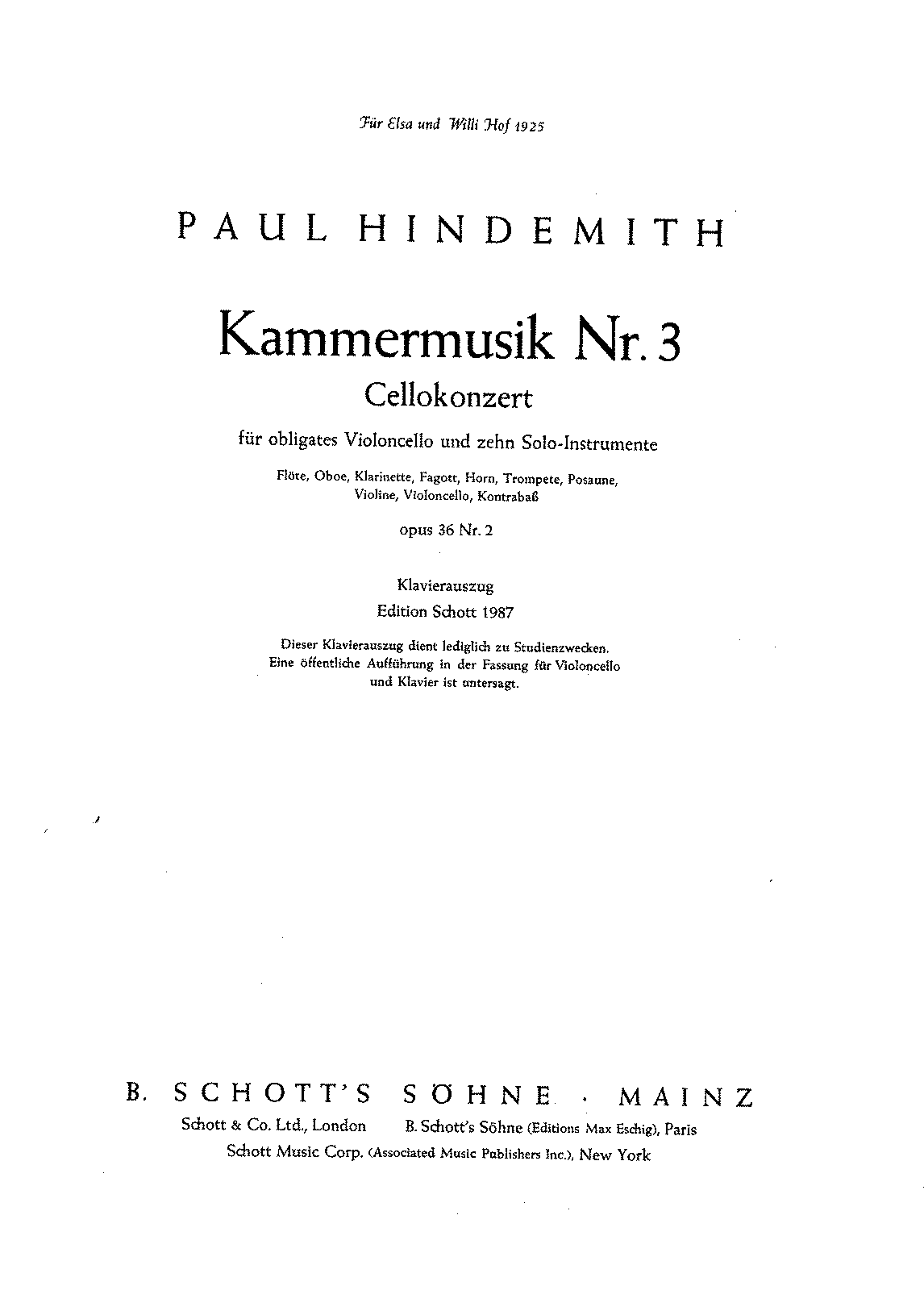 Kammermusik No.3, Op.36 No.2 (Hindemith, Paul) - IMSLP: Free Sheet ...
