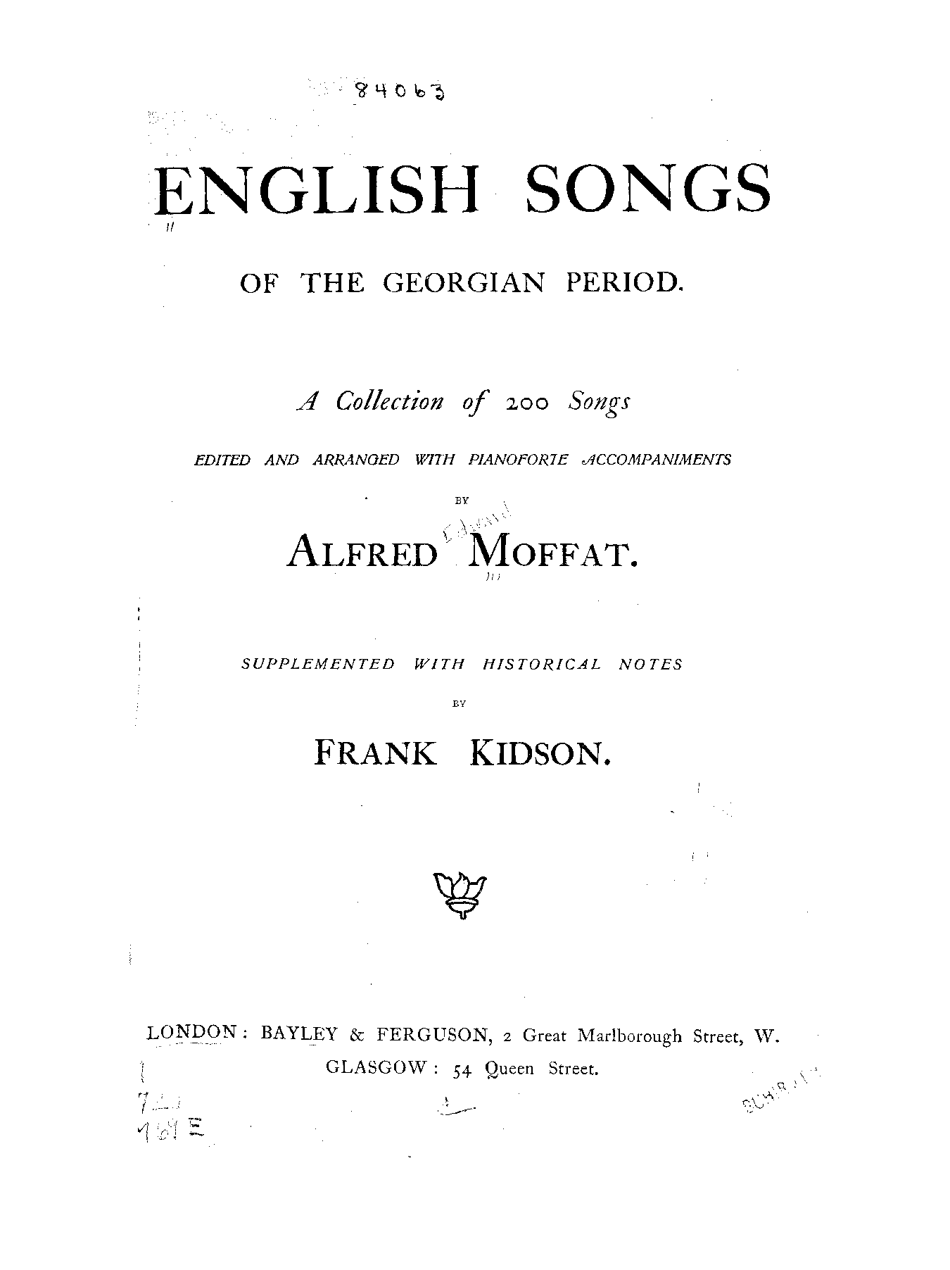 English Songs of the Georgian Period (Moffat, Alfred) - IMSLP