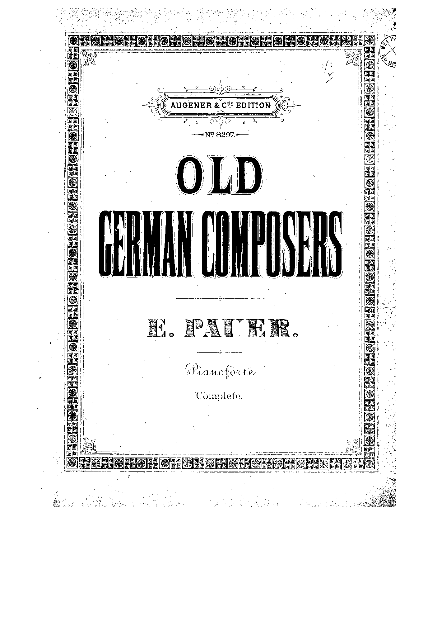Old German Composers for the Clavecin (Pauer, Ernst) - IMSLP: Free ...