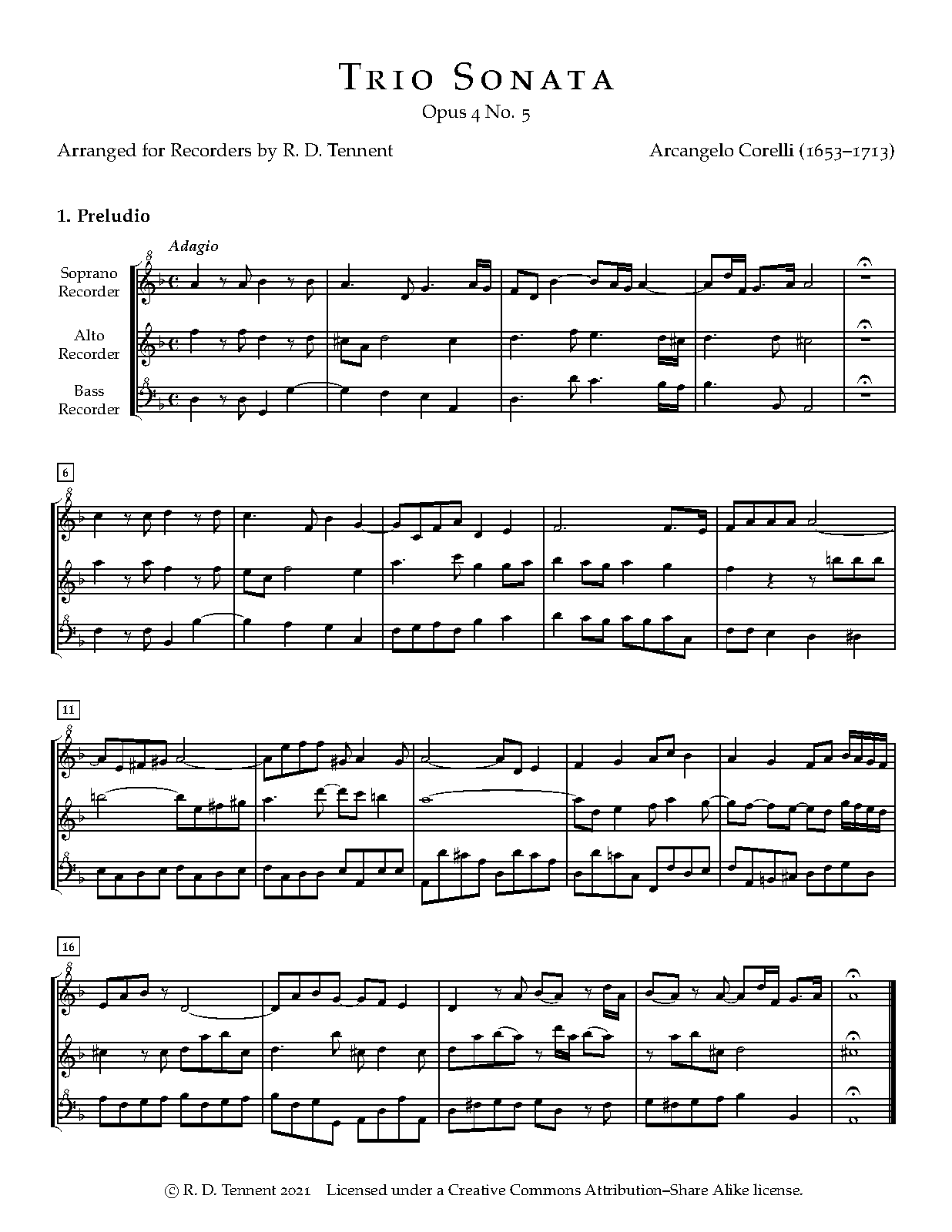 Trio Sonata in A minor, Op.4 No.5 (Corelli, Arcangelo) - IMSLP: Free ...