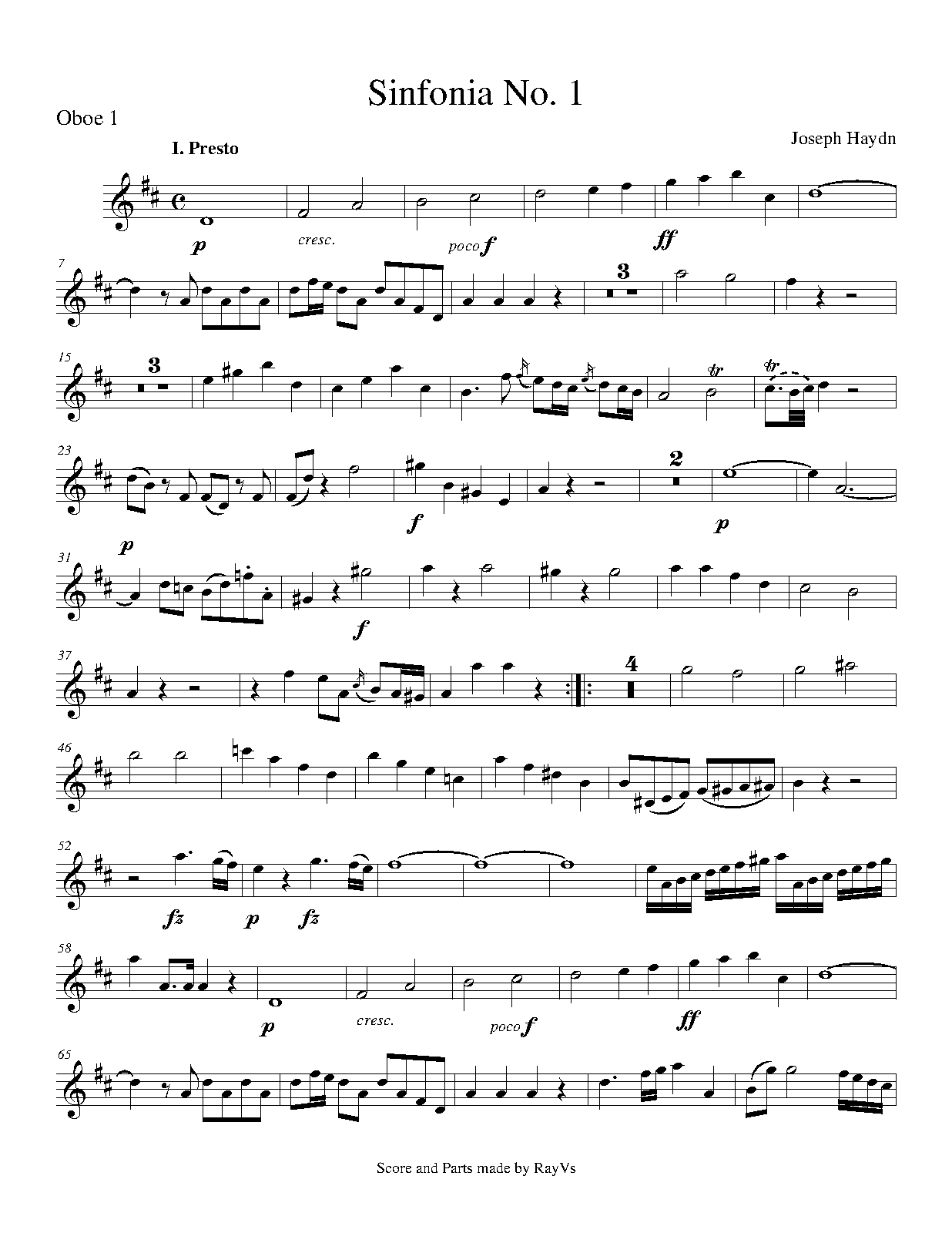 Symphony No.1 in D major, Hob.I:1 (Haydn, Joseph) - IMSLP: Free Sheet Music PDF Download