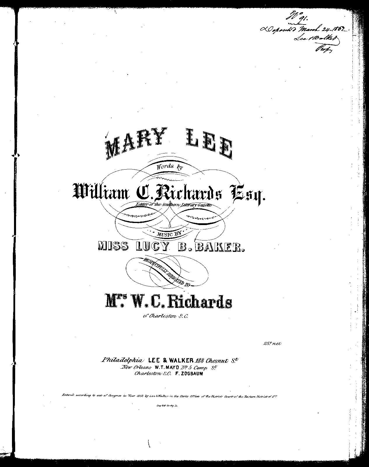 Mary Lee (Baker, Lucy B.) - IMSLP