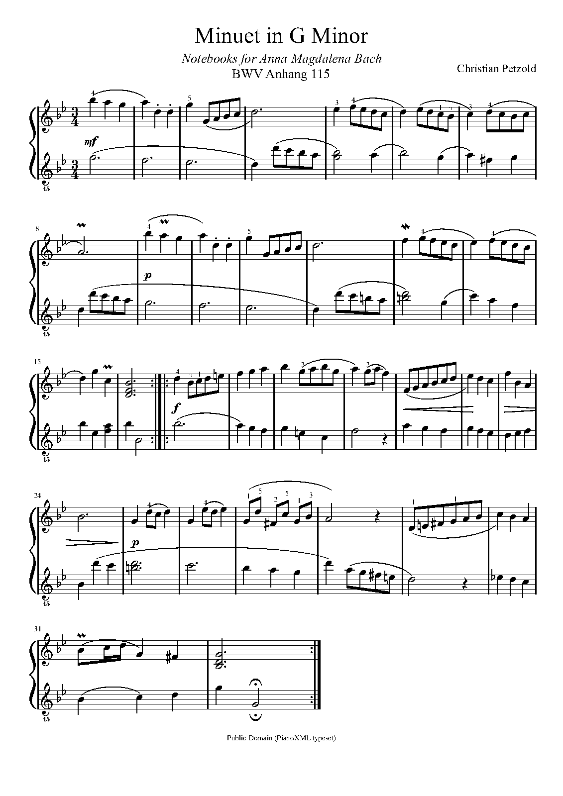 Minuet in G minor, BWV Anh.115 (Pezold, Christian) - IMSLP