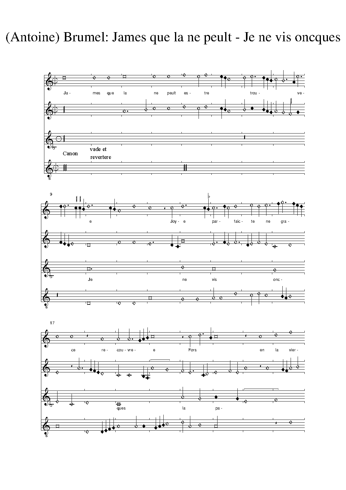 James que la ne peult ∕ Je ne vis oncques (Brumel, Antoine) - IMSLP