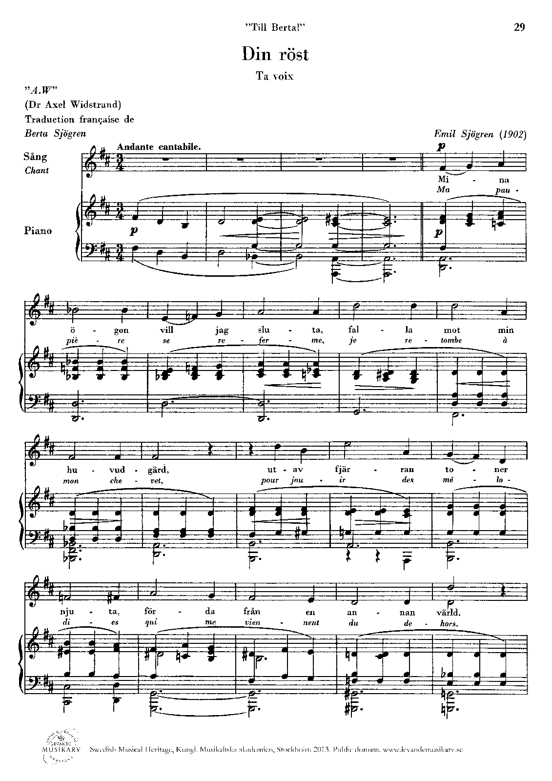 Din röst (Sjögren, Emil) - IMSLP