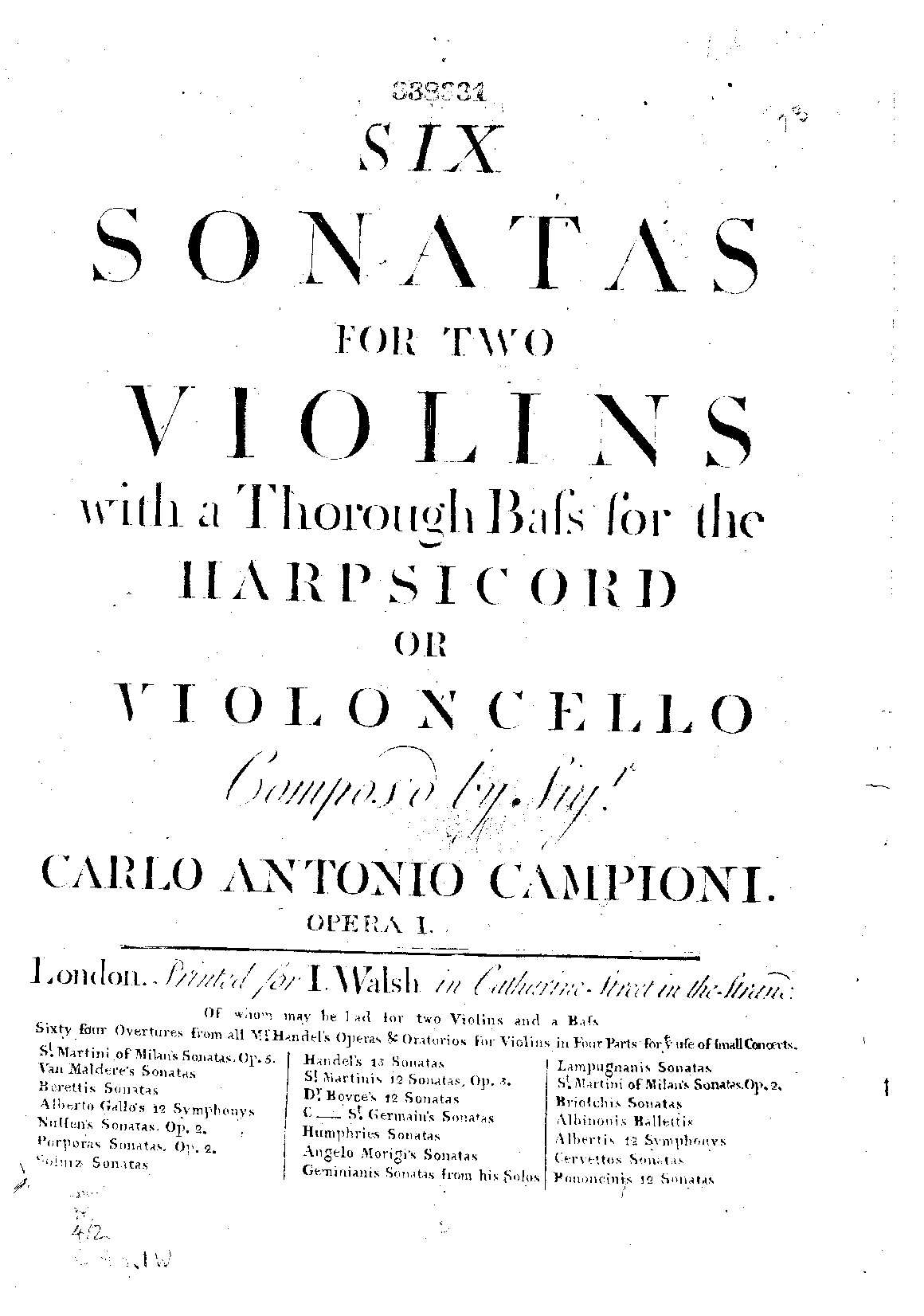 6 Trio Sonatas, Op.1 (Campioni, Carlo Antonio) - IMSLP: Free Sheet Music PDF Download