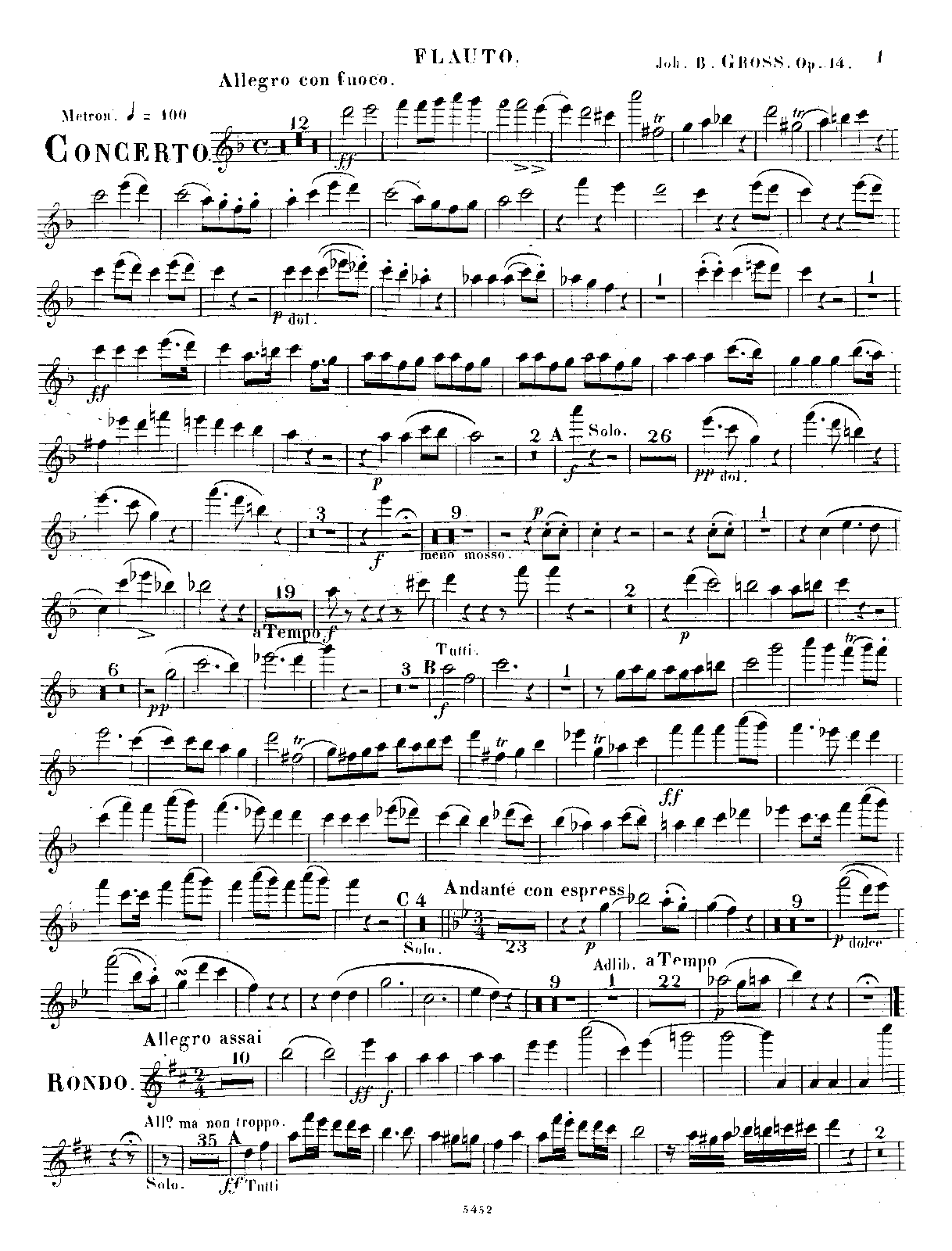 Cello Concerto in the form of a Concertino, Op.14 (Gross, Johann ...