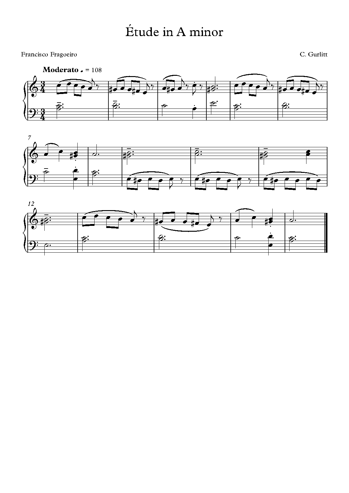 54 Kleine melodische Etüden für Anfänger, Op.187 (Gurlitt, Cornelius) - IMSLP: Free Sheet Music ...