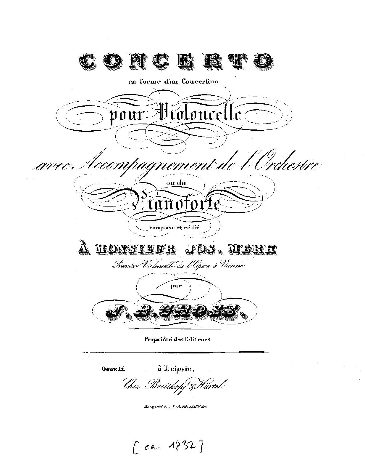 Cello Concerto in the form of a Concertino, Op.14 (Gross, Johann ...