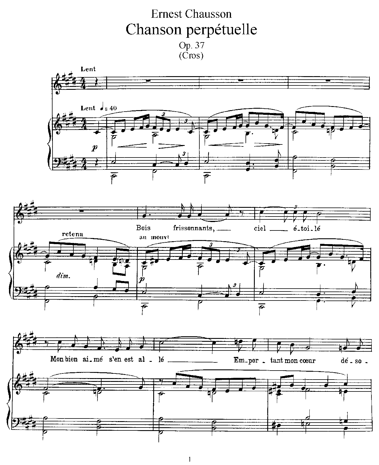 Chanson perpétuelle, Op.37 (Chausson, Ernest) - IMSLP