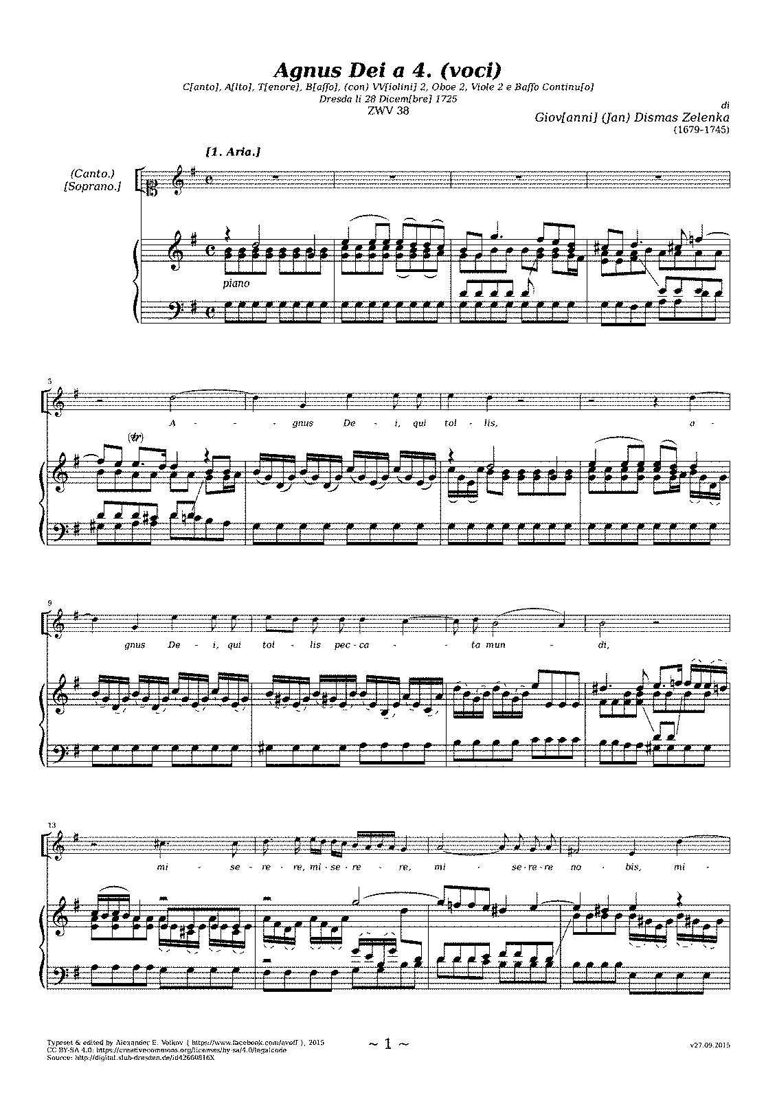 Agnus Dei, ZWV 38 (Zelenka, Jan Dismas) - IMSLP: Free Sheet Music PDF ... Agnus Dei, ZWV 38 (Zelenka, Jan Dismas) - IMSLP: Free Sheet Music PDF ...