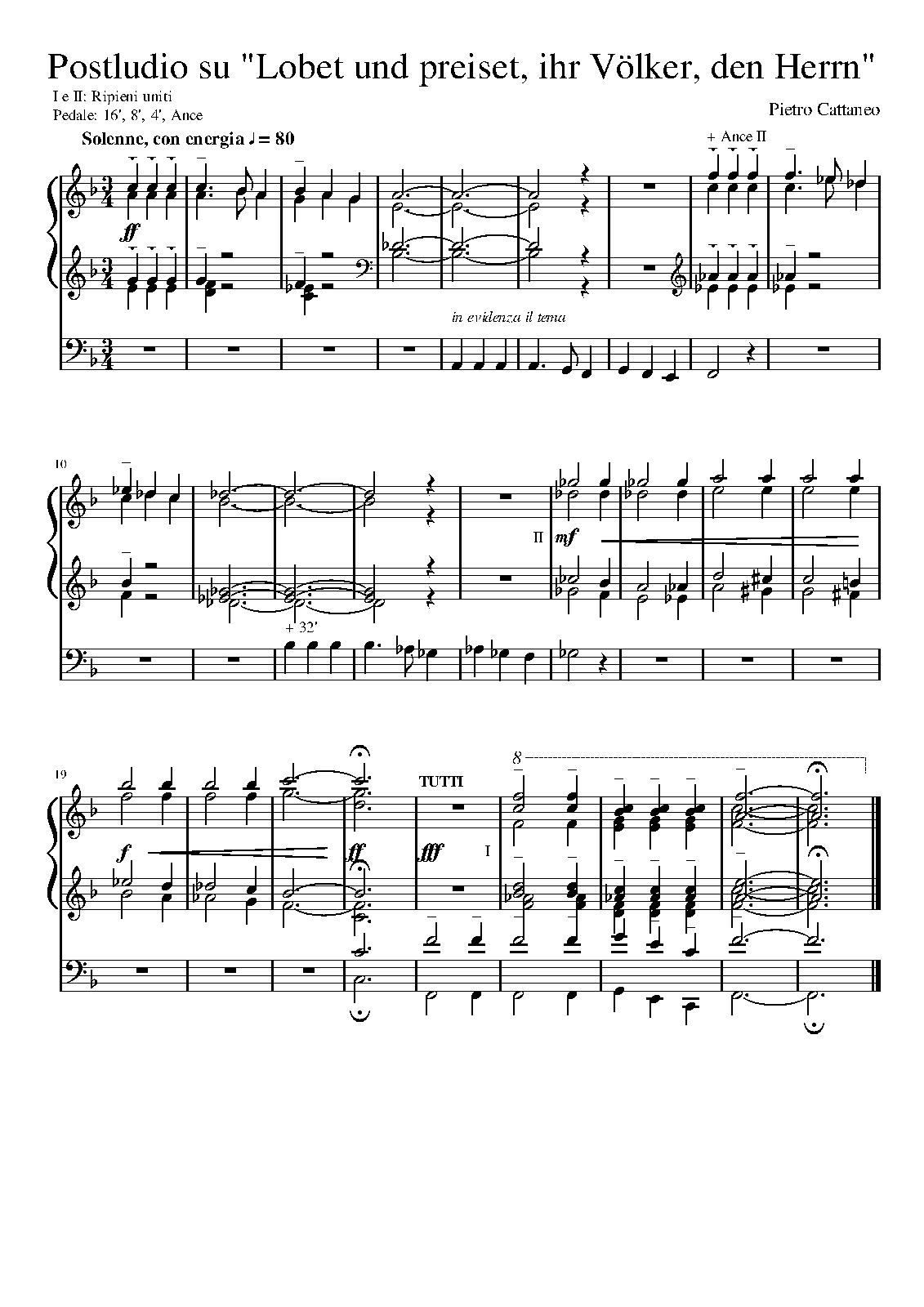 Postludio su 'Lobet und preiset, ihr Völker, den Herrn' (Cattaneo ...