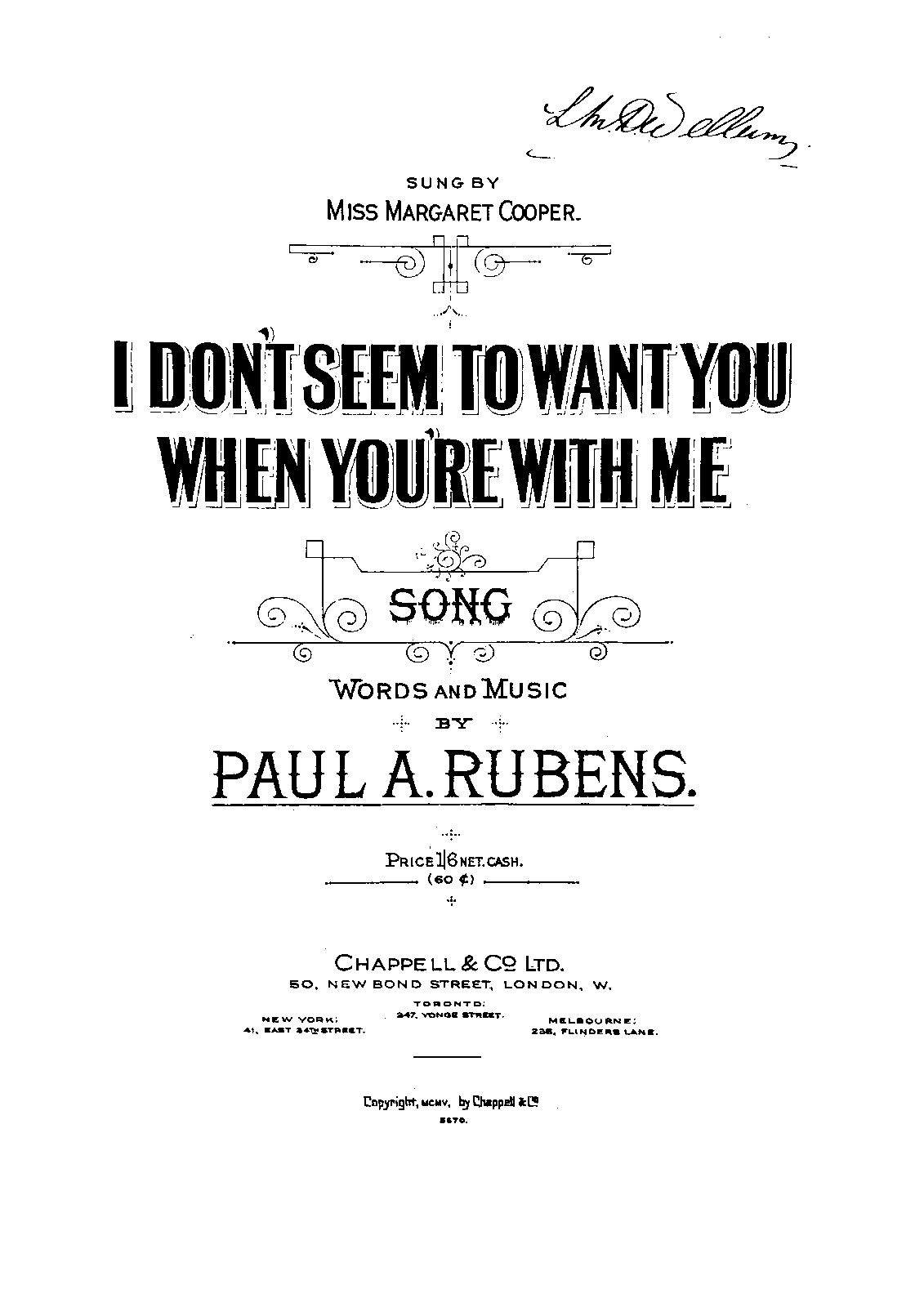 I Don't Seem to Want You When You're with Me (Rubens, Paul Alfred) - IMSLP I Don't Seem to Want You When You're with Me (Rubens, Paul Alfred) - IMSLP