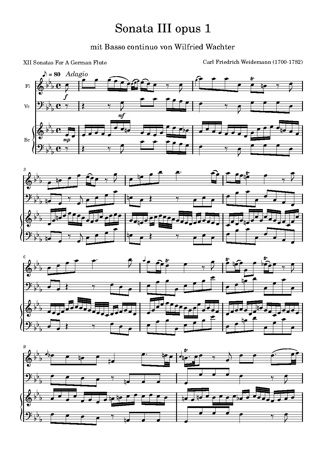 Flute Sonata No.3 in C minor, Op.1 No.3 (Weideman, Carl Friedrich) - IMSLP