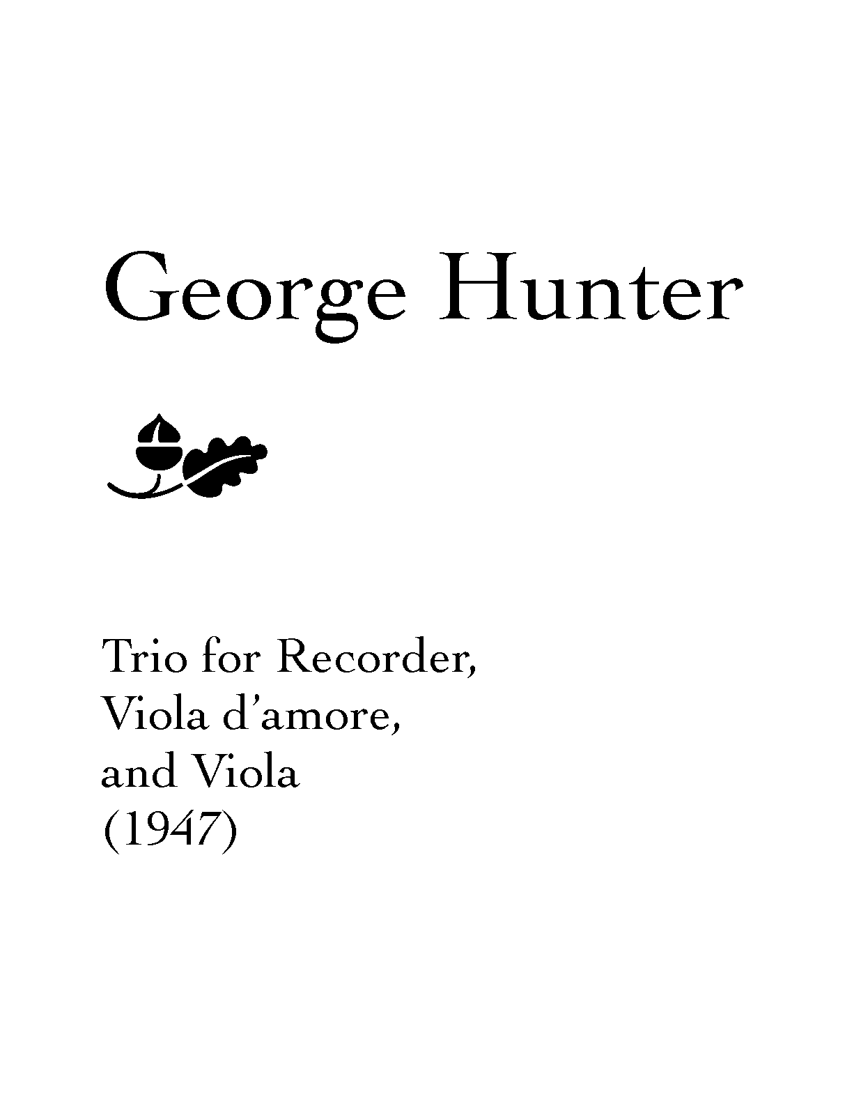 Trio for Recorder, Viola d'amore, and Viola (Hunter, George) - IMSLP