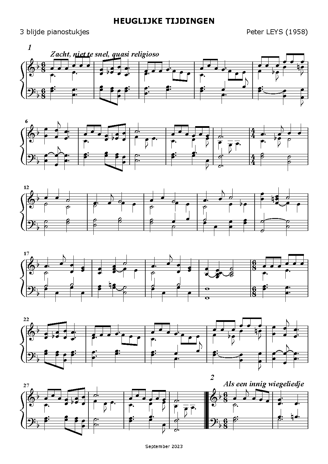 Heuglijke tijdingen (Leys, Peter) - IMSLP