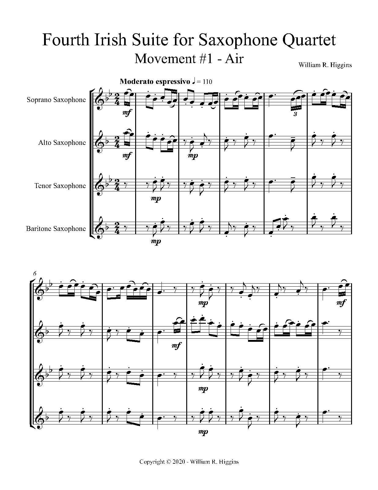 Fourth Irish Suite for Saxophone Quartet (Higgins, William R.) - IMSLP