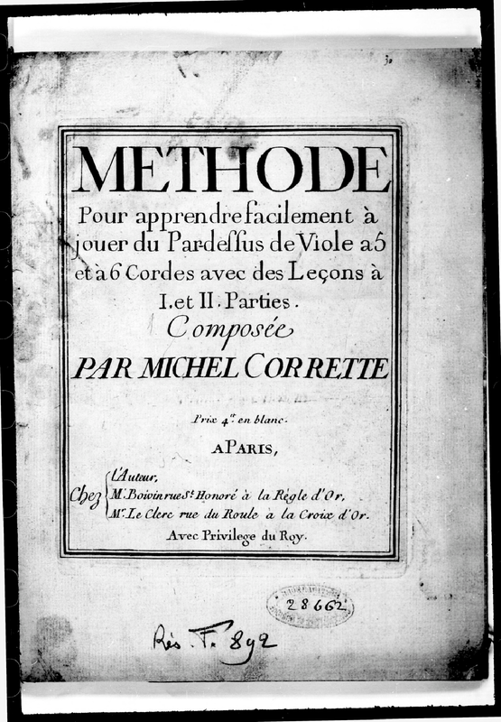 Méthode pour apprendre à jouer du pardessus de viole (Corrette, Michel ...