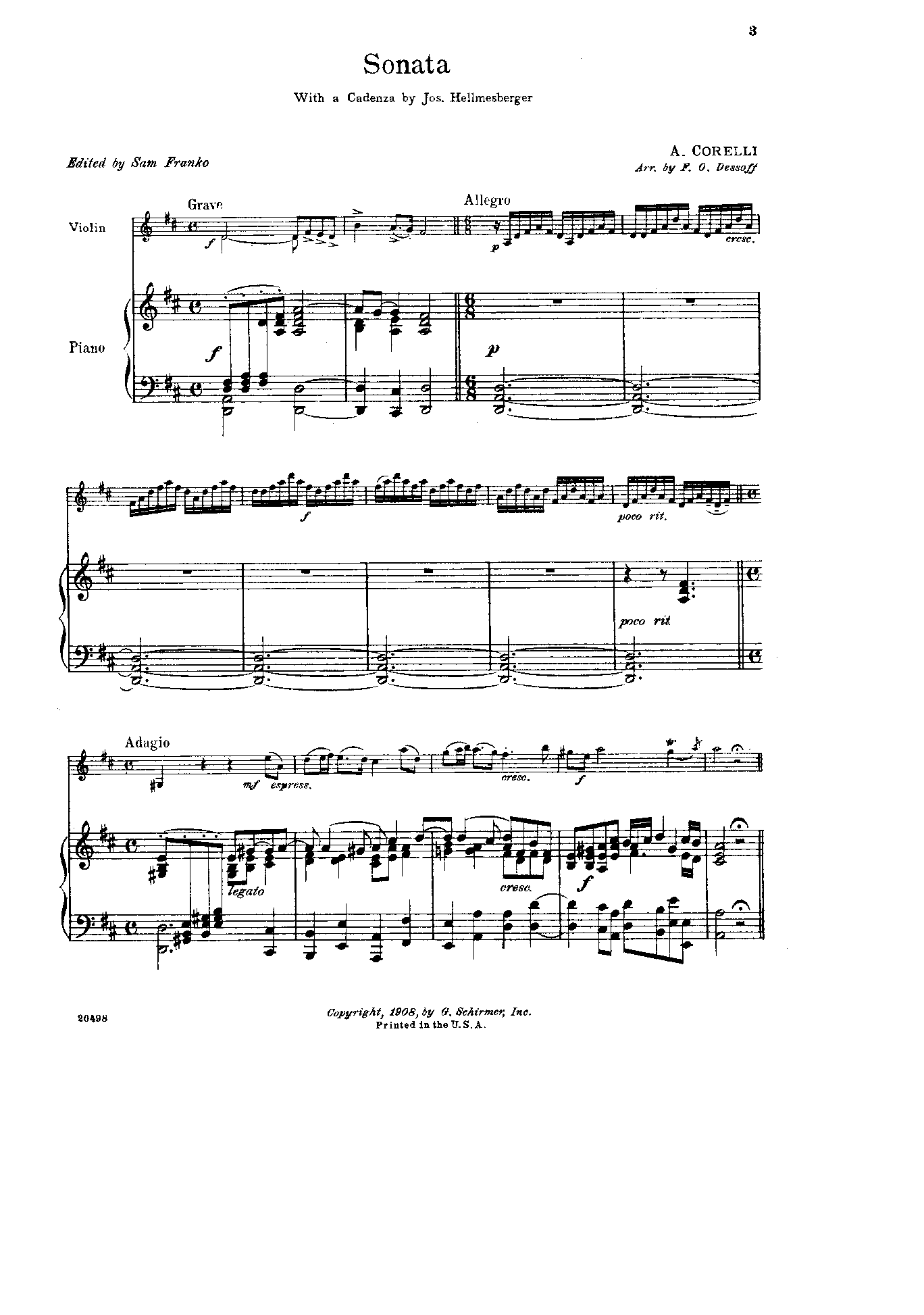 Violin Sonata in D major, Op.5 No.1 (Corelli, Arcangelo) - IMSLP: Free ...