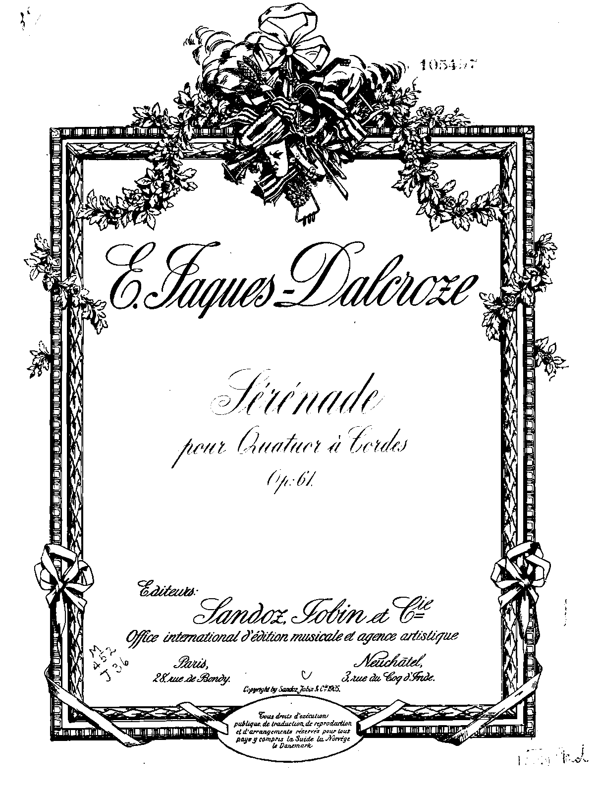Serenade for String Quartet, Op.61 (Jaques-Dalcroze, Emile) - IMSLP Serenade for String Quartet, Op.61 (Jaques-Dalcroze, Emile) - IMSLP