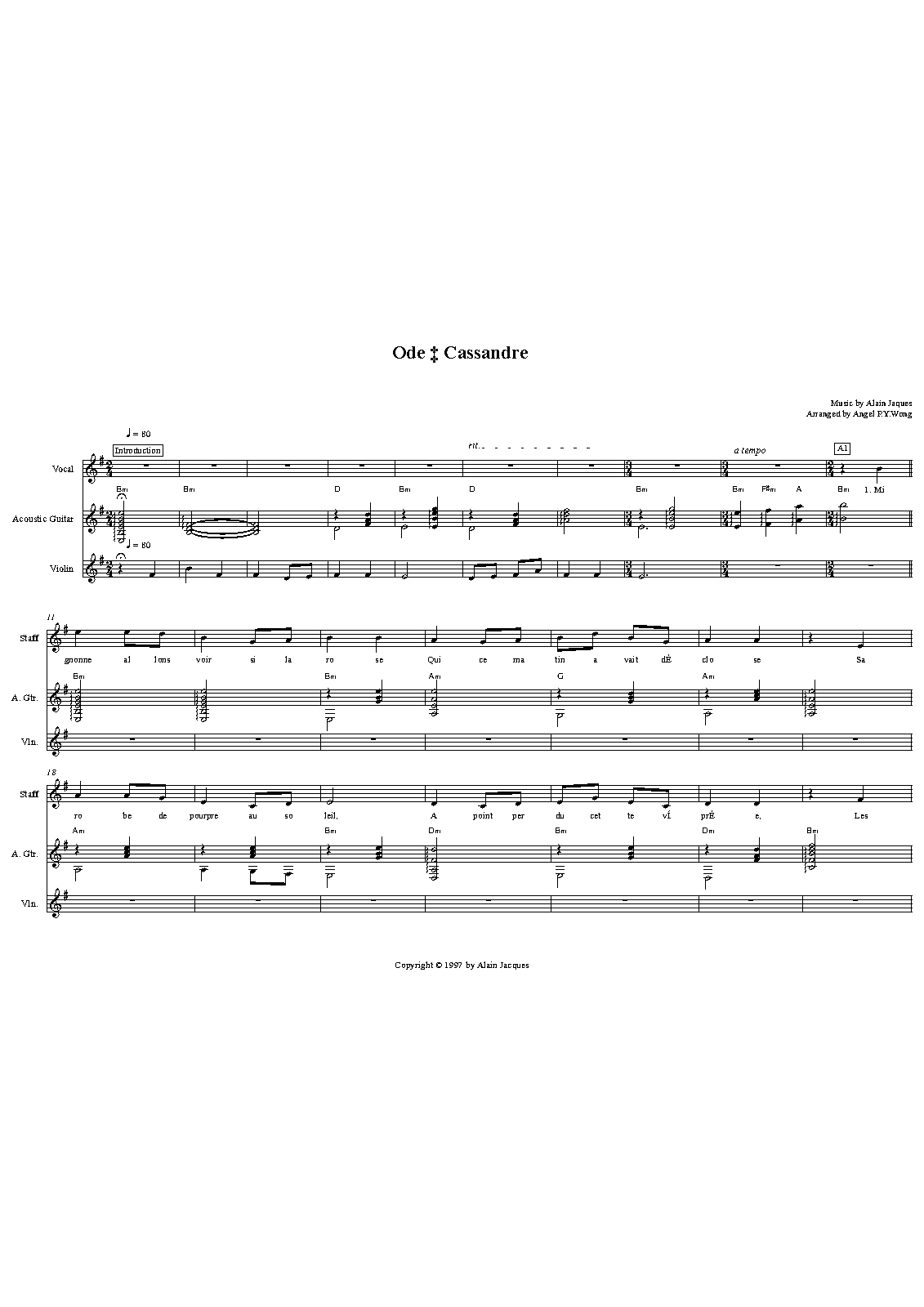 Ode à Cassandre (Jacques, Alain M.) - IMSLP