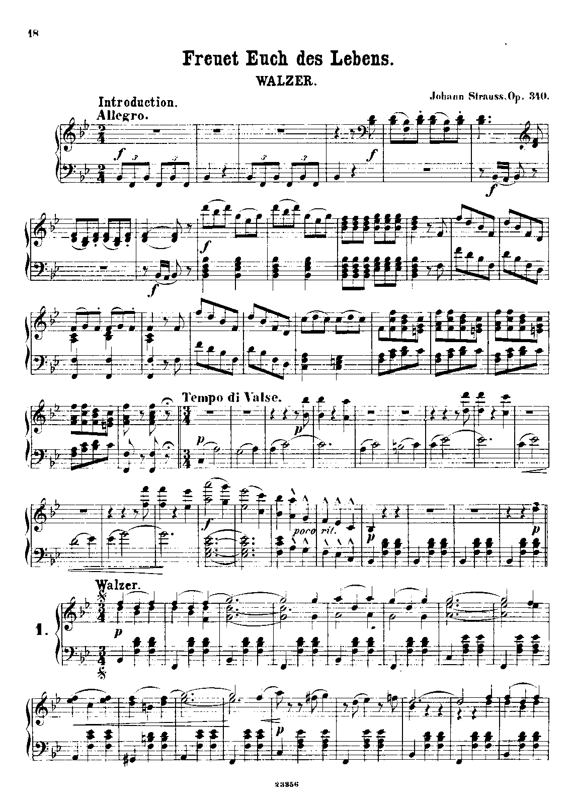Freut euch des Lebens, Op.340 (Strauss Jr., Johann) - IMSLP: Free Sheet ... Freut euch des Lebens, Op.340 (Strauss Jr., Johann) - IMSLP: Free Sheet ...