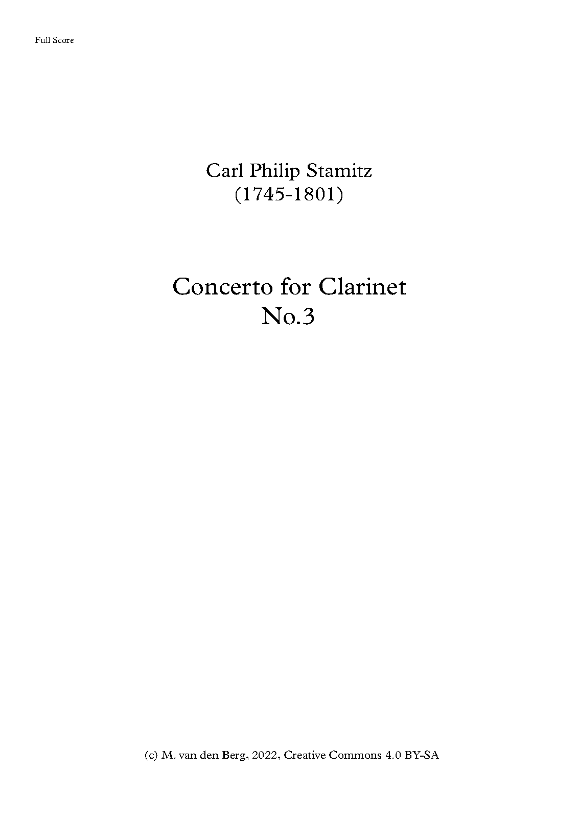 Clarinet Concerto No.3 in B-flat major (Stamitz, Carl Philipp) - IMSLP