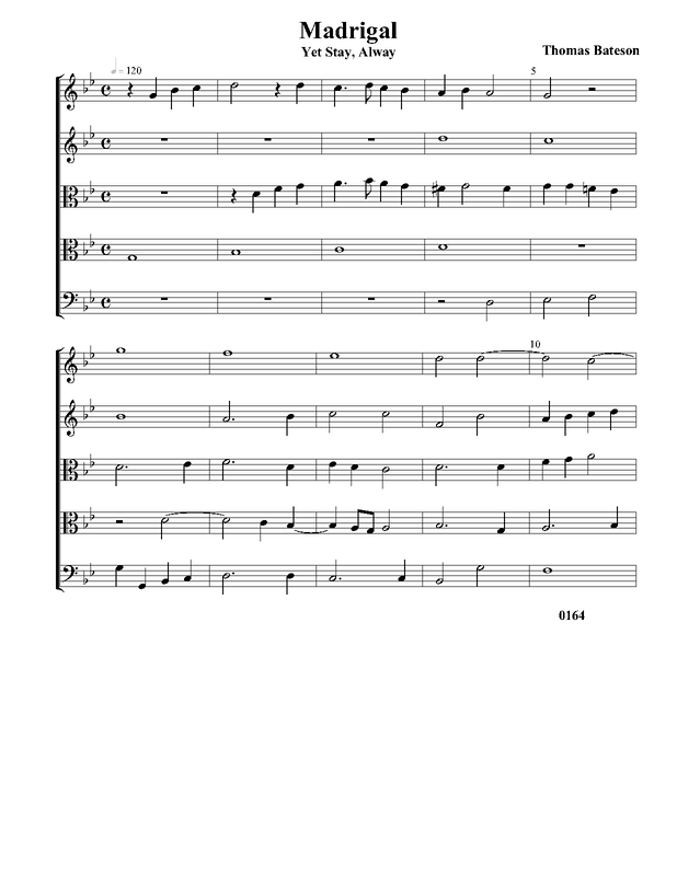 The First Set of English Madrigales to 3, 4, 5 and 6 Voices (Bateson ...