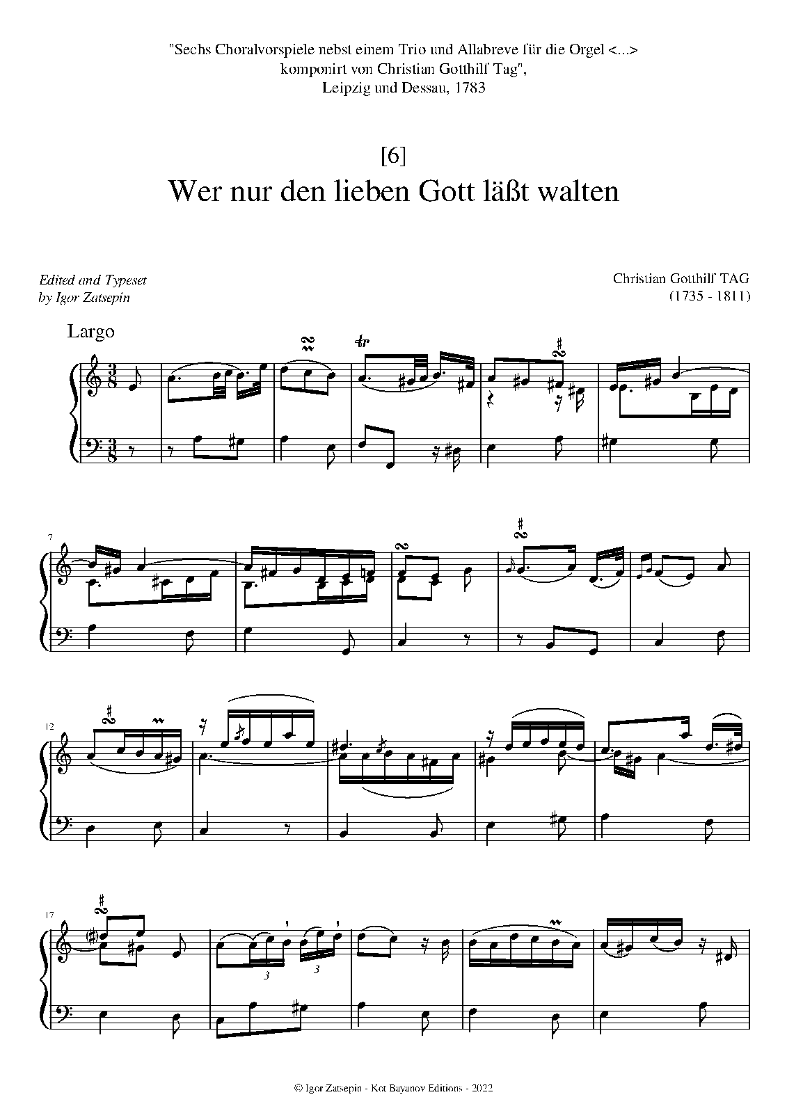 Wer nur den lieben Gott läßt walten (Tag, Christian Gotthilf) - IMSLP