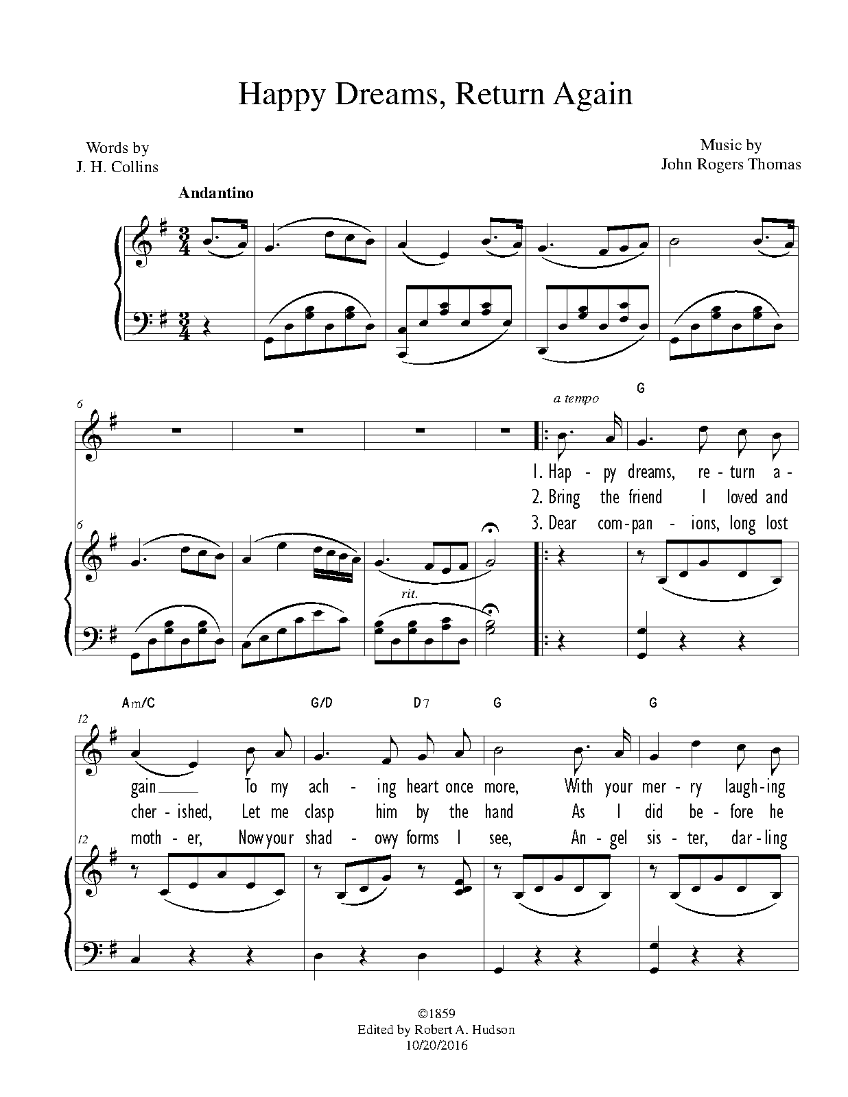 Happy Dreams, Return Again (Thomas, John Rogers) - IMSLP