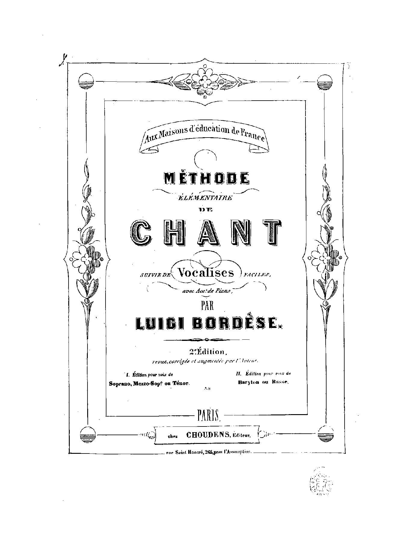 Méthode élémentaire de chant (Bordèse, Luigi) - IMSLP