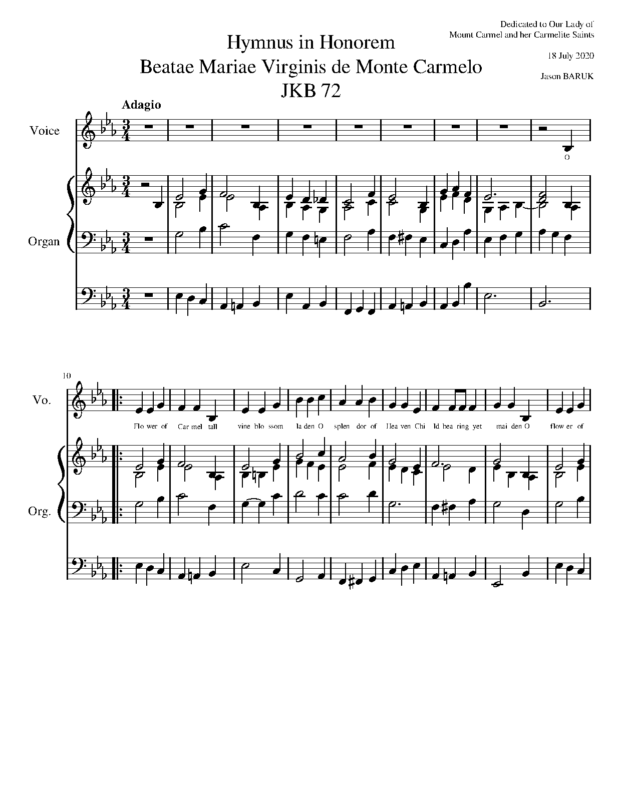 Hymnus et Canon in Honorem Beatae Mariae Virginis de Monte Carmelo, JKB ...