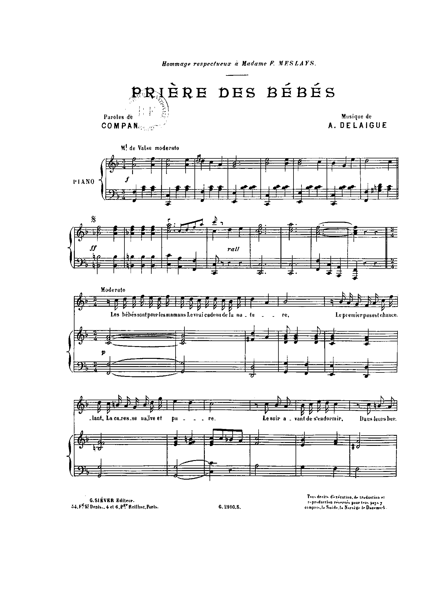Prière des bébés (Delaigue, A.) - IMSLP