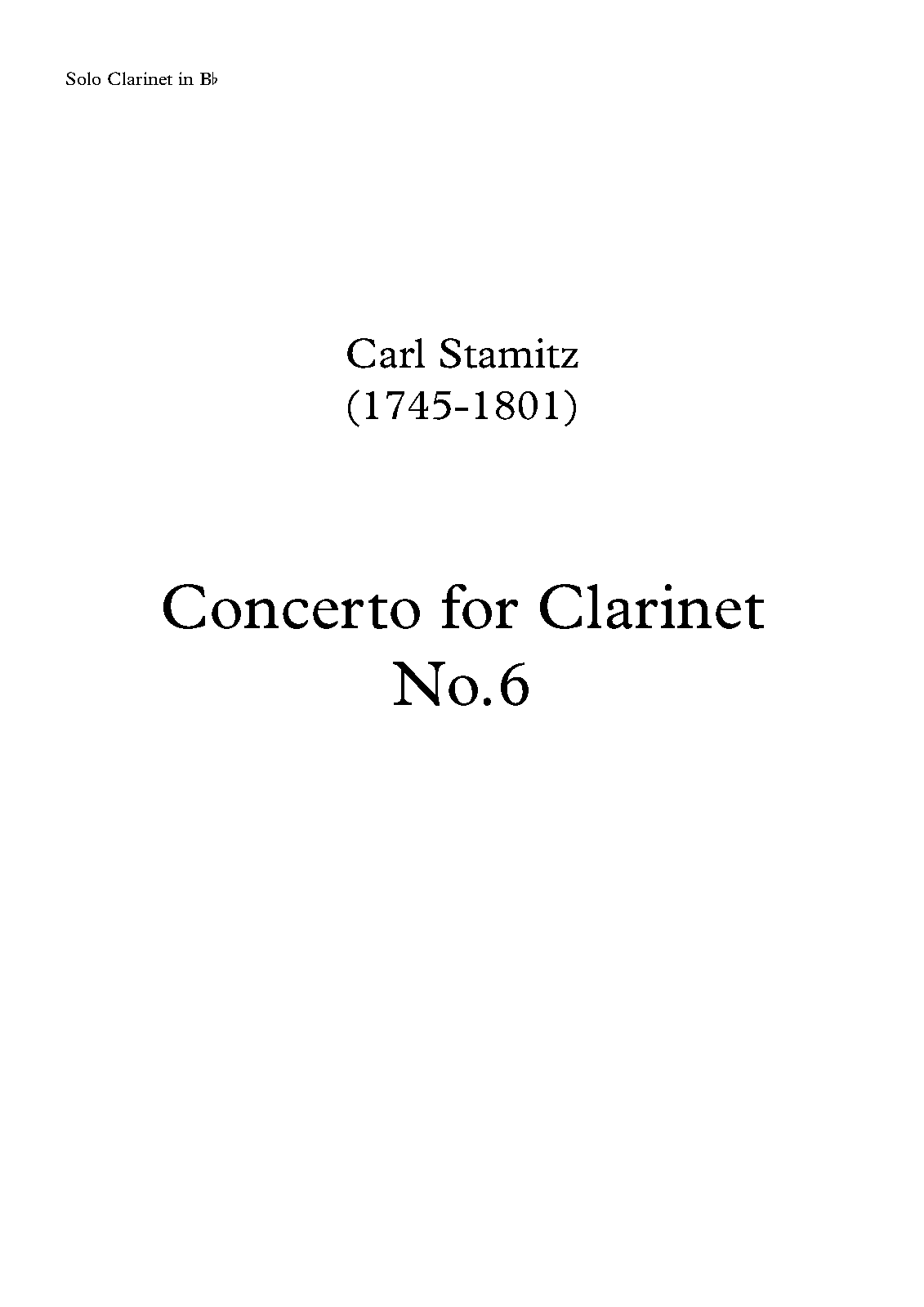 Clarinet Concerto No.6 in E-flat major (Stamitz, Carl Philipp) - IMSLP