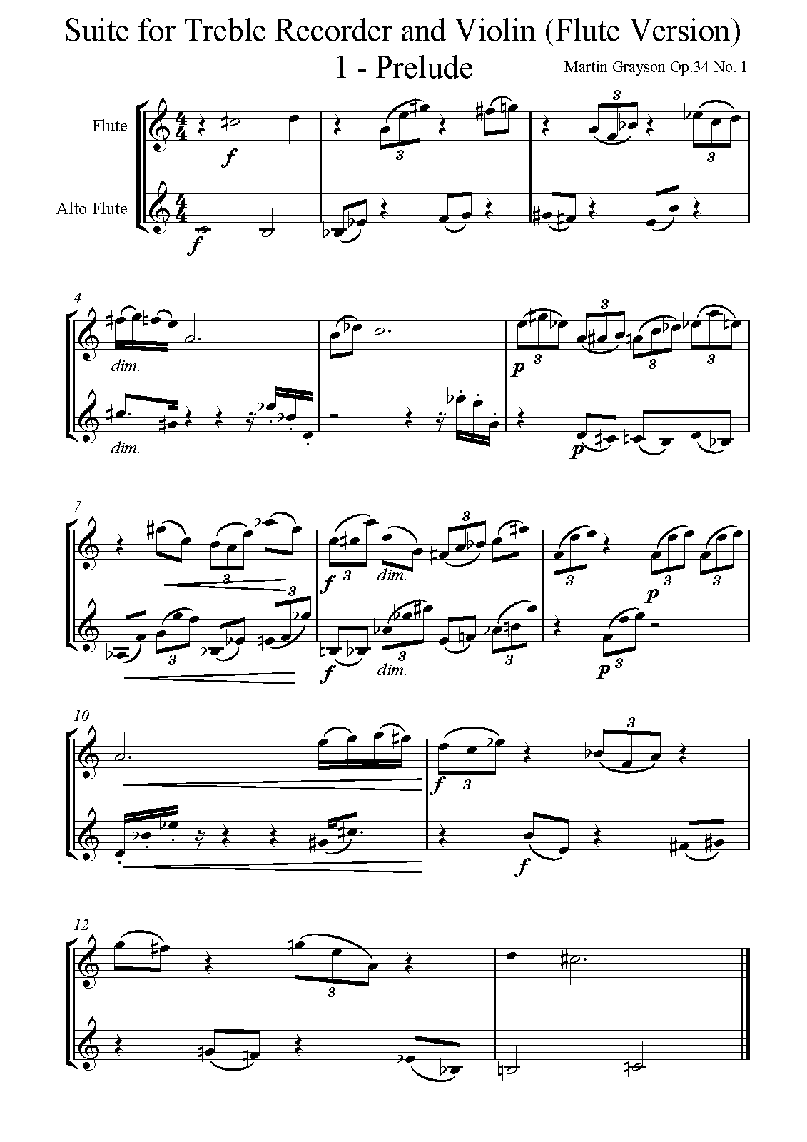 Duos for Treble Recorder and Violin, Op.34 (Grayson, Martin) - IMSLP